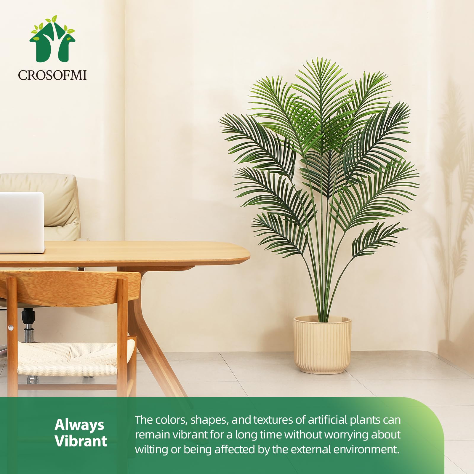 CROSOFMI Artificial Areca Palm Tree 5 Feet Fake Tropical Palm Plant,Perfect Faux Dypsis Lutescens Plants in Pot for Indoor Outdoor Home Office Garden Modern Decoration Housewarming Gift,2Pack