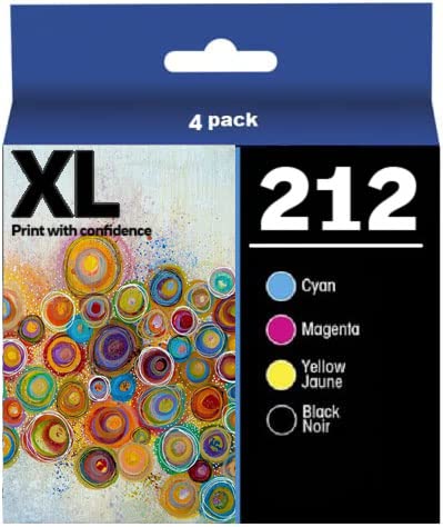 INKjetsclub Remanufactured Ink Cartridge Replacement for Epson 212 XL 4 Pack High Yield Printer Ink Includes 1 Black, Cyan, Magenta and Yellow Ink Epson 212 Cartridges.
