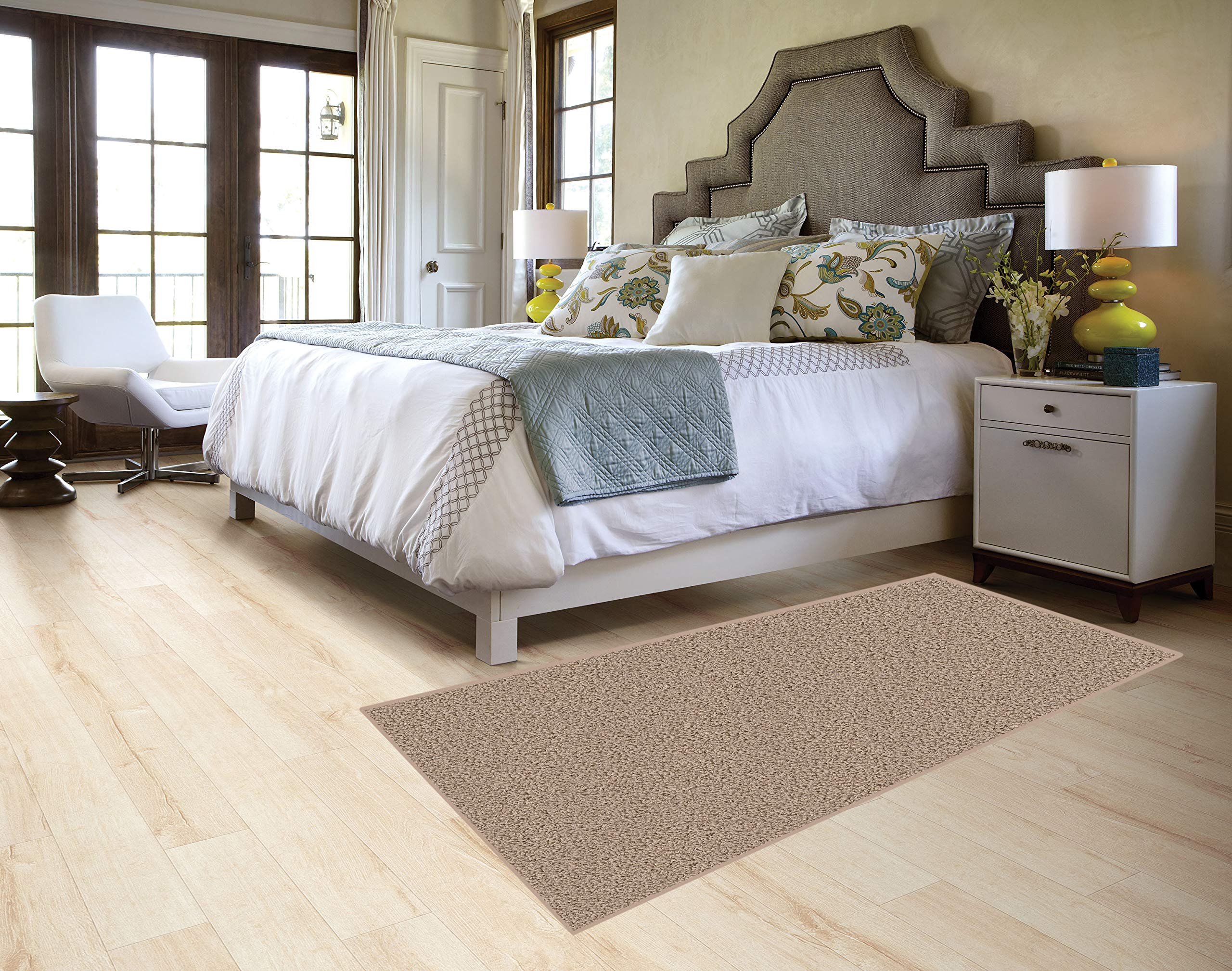 KOECKRITZ 9’x12’ Beige Area Rug. Frieze Plush Textured Carpet for Residential or Commercial use. Approximately 1/2" Thick with Binding.
