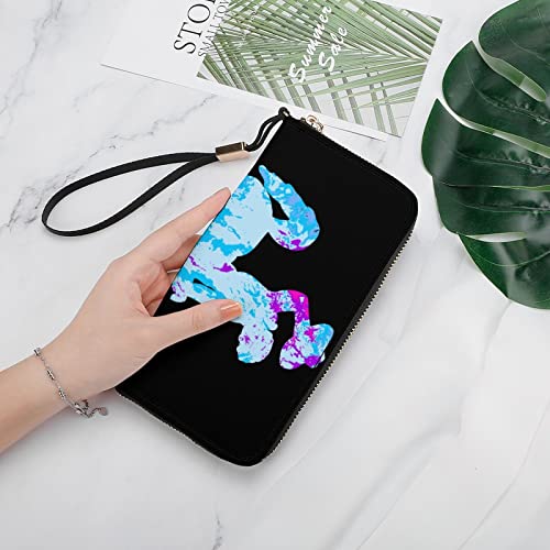 FunnyStar Wyoming Logo Women's Long RFID Hand Wallet Wristlet Clutch Purse PU Leather Handbag with Wrist Strap