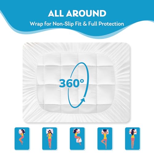 King Mattress Topper, Extra Thick Mattress Pad Cover for Back Pain with Soft Down Alternative Fill, Cooling Breathable Pillow Top Protector with 8-21 Inch Deep Elastic Pocket (78x80 Inches, White)