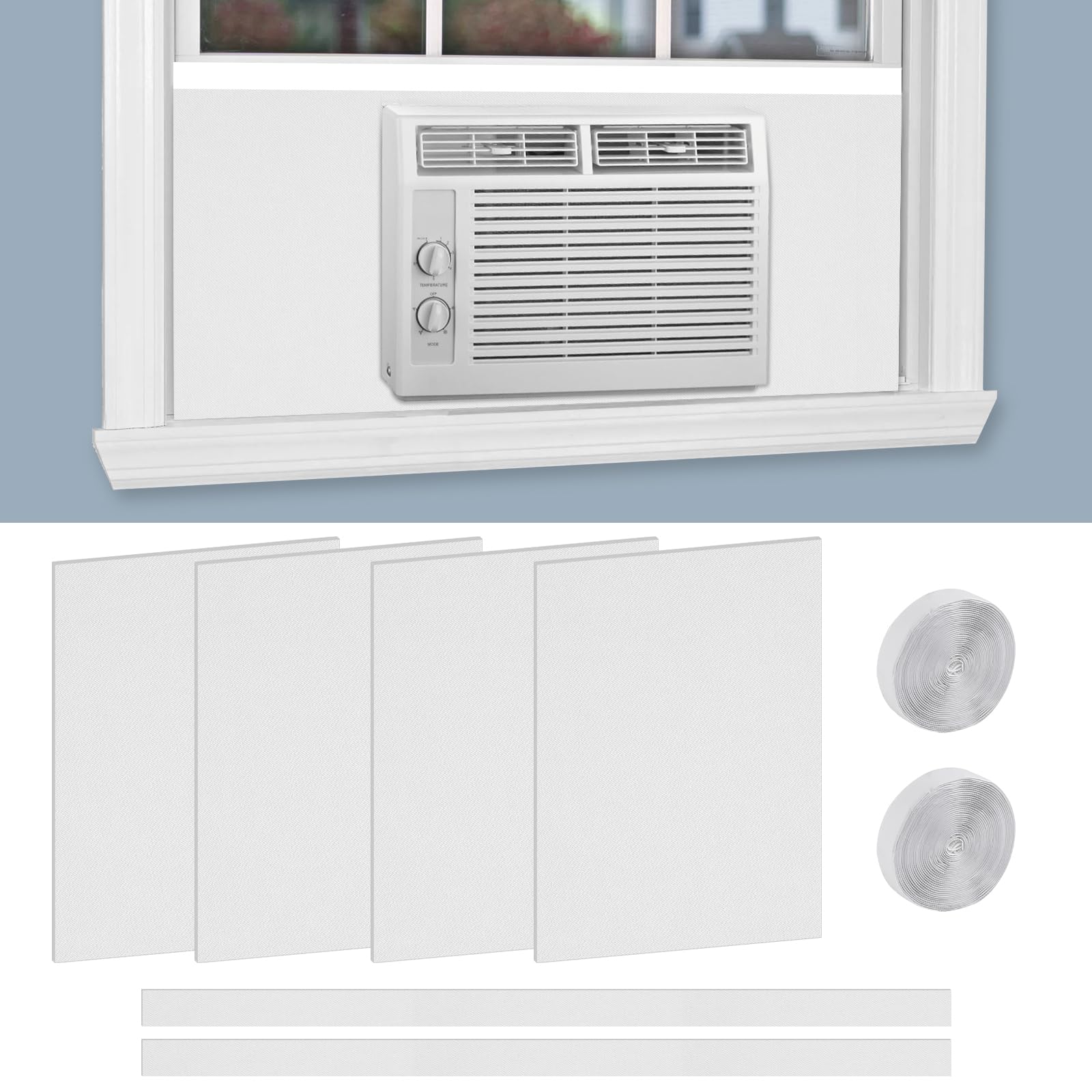 Gpaentsn AC Insulation Side Fabric Seal Vent Kit, Window Air Conditioner Seal Vent Kit with Top Seal Strip, Adjustable