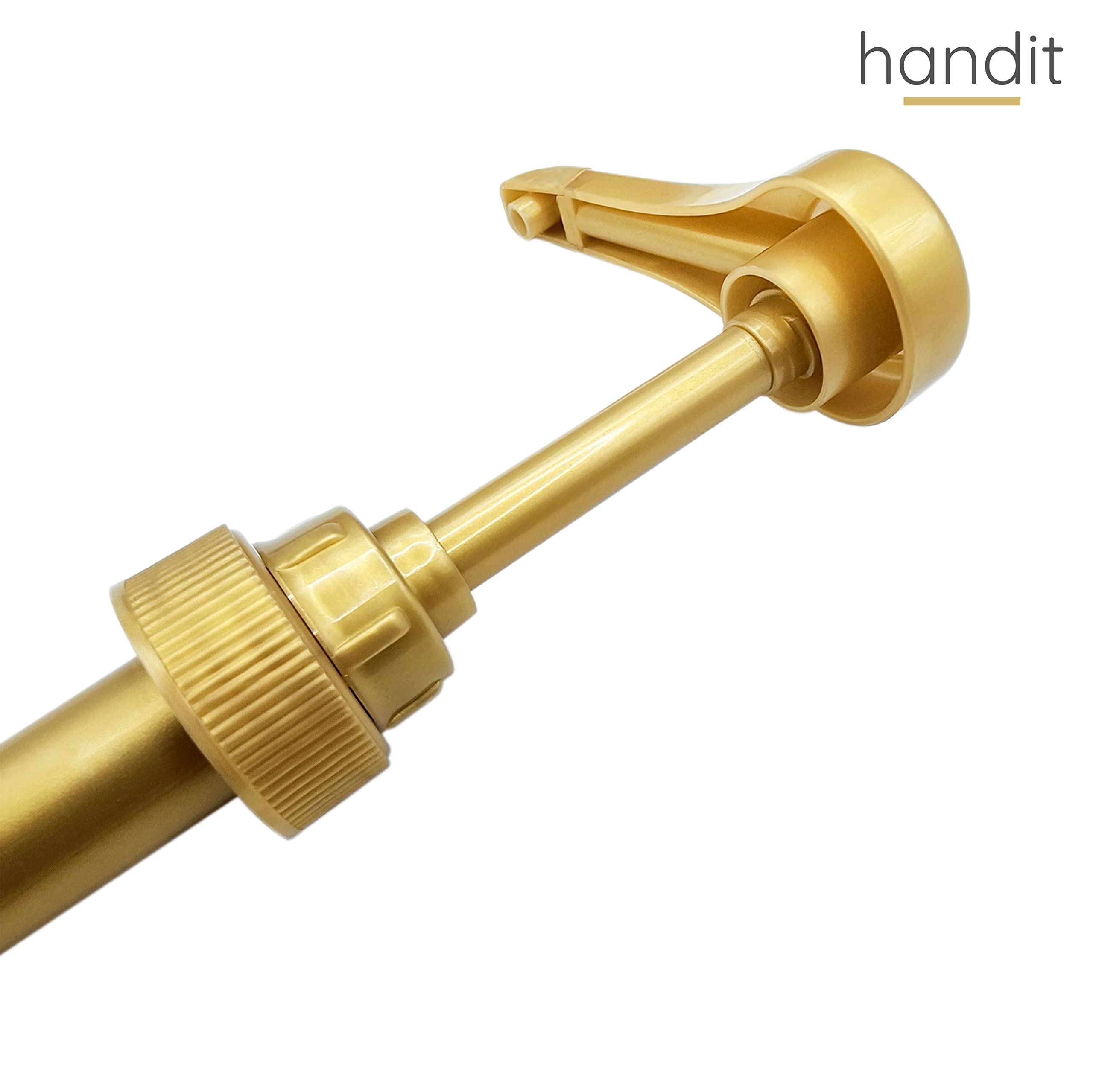 HANDIT - Gold Coffee Syrup Commercial Beverage Dispenser Pumps | Fits Liter 750ml / 25-4oz Syrups Torani, DaVinci, Jordan's Skinny (Monin 33.8oz Plastic Bottles) (6 Pack)