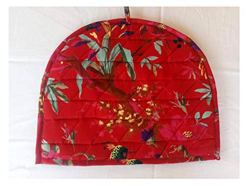 Handmade Indian Print Cotton Tea Cosy Tea Cozy teapot Kettle Cover Teapot Cover Traditional Tea Quilt Tea Cozies (Red)