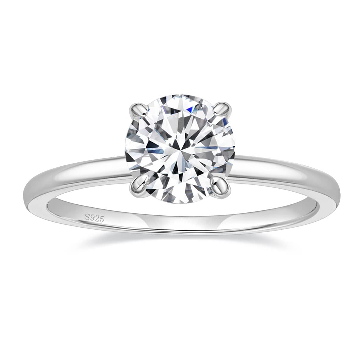 EAMTI 1.5CT 925 Sterling Silver Engagement Rings Round Cut Solitaire Cubic Zirconia CZ Wedding Promise Rings for Her Wedding Bands for Women Size 6