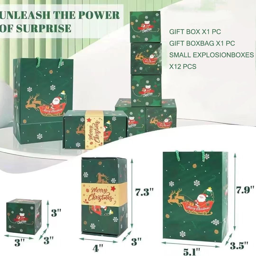 iYanoc Surprise Gift Box Explosion,Surprise Box Gift Box For Money,Funoio Gift Boxes, Funoio Surprise Gift Box Christmas, Pop Up Money Box For Cash Gift, Surprise Gift Box Set (12 Bounces)(Red)