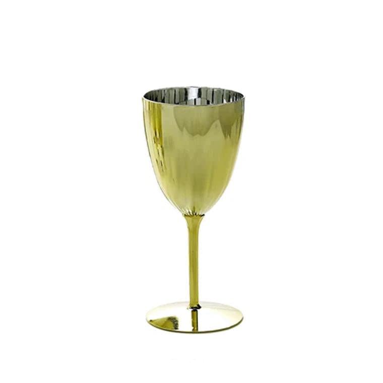 Efavormart Set of 6-8Oz - Gold Metallic Premium Disposable Wine Glasses, Stemmed Wine Goblets for Wedding, Outdoor Receptions, Banquets, Holiday Dining