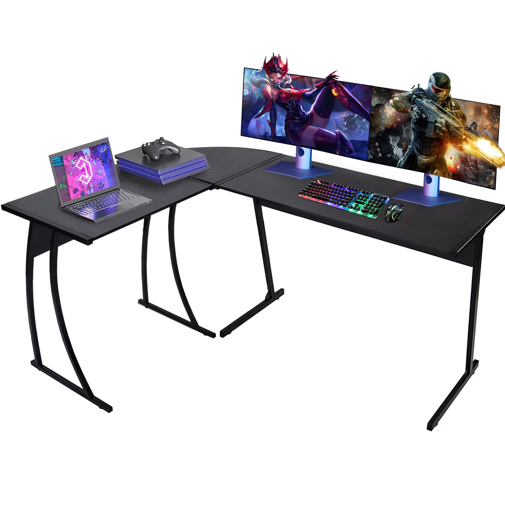 Colegence L Shaped Gaming Desk,58'' Computer Corner Desk for Home Office,Reversible Lshaped Desk for PC Desk with Easy Assembly L Desk for Studio, Work, Study, Writing, Reading,Gamer,Bedroom
