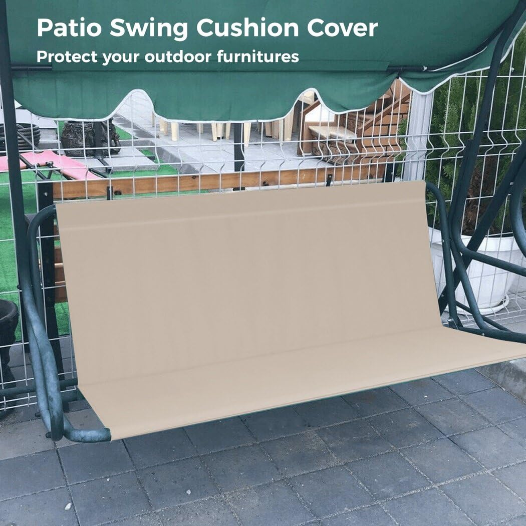 Homaisson Swing Cushion Covers, Waterproof Outdoor Swing Seat Protection Cover, 600D Oxford Cushion Replacement Swing Seat Cover for Patio Garden Yard(Beige,XL)