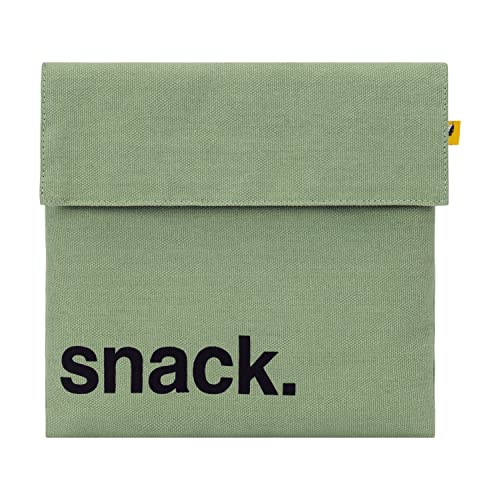 Fluf Flip Snack Sack: Reusable Snack & Sandwich Bag | Organic & Recycled Materials | Tested Food-Safe | Machine Washable (Moss)
