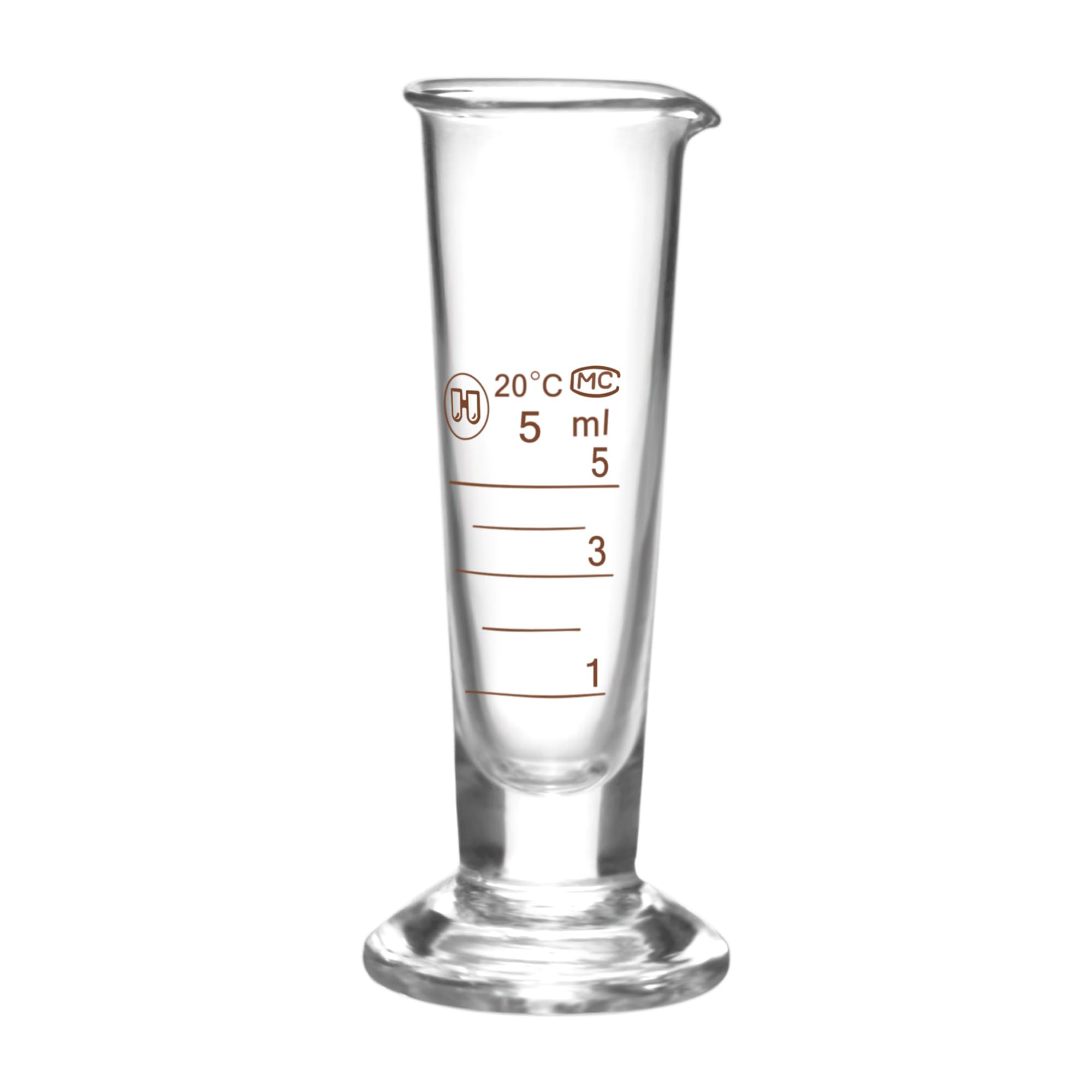 Professional Lab Graduated Measuring Cup with Spout 5ml Wide Mouth Glass Conical Beaker Thickened Borosilicate Beaker Heat Resistant (5ml) Transparent