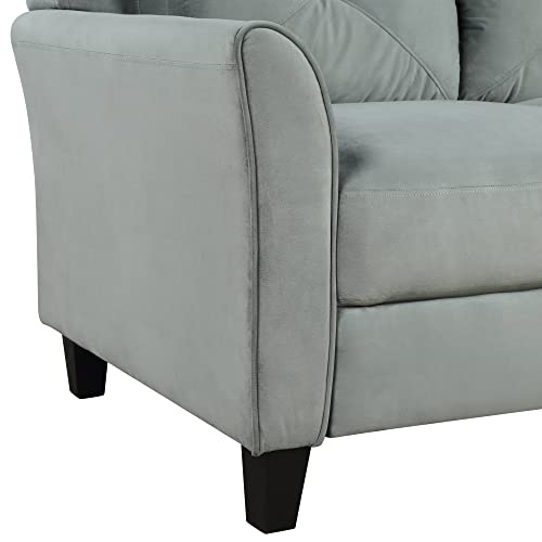 P PURLOVE 3 Pieces Polyester Blend Button Tufted Sofa Set, Living Room Furniture Set, 1 Armchair, 1 Loveseat, 1 Sofa (Gray)