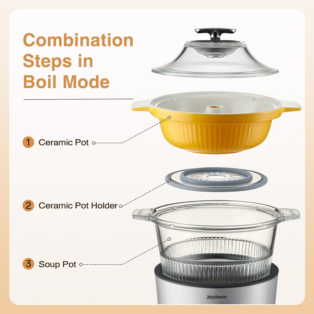 Joydeem Electric Glass Steam Cooker, Ceramic Tagine Pot for Soup, Hot Pot, Seafood, Multi-use Chinese Stew Pot, JD-ZQG9099