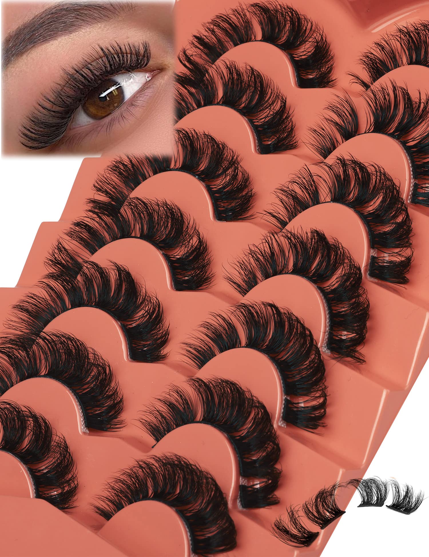 Fluffy False Eyelashes D Curl Faux Mink Lashes That Look Like Extensions DIY Cluster Lashes Wispy Pestañas Individual Eye Lash Clusters Natural Wispies Lashes ALPHONSE Mink Fake Eyelashes 7 Pairs Pack