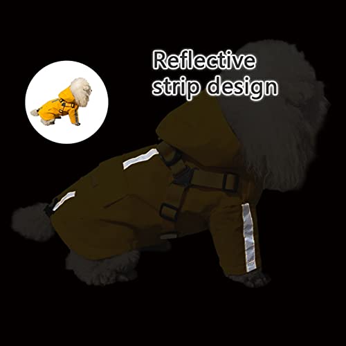 leasote Pet Raincoat Hooded Design Reflective Strip Adjustable Buckle Zipper Closure Back Pocket Waterproof with Traction Ring Small Medium Large Dogs Rain Jacket, Puppy Clothes for Outdoor Travel Y