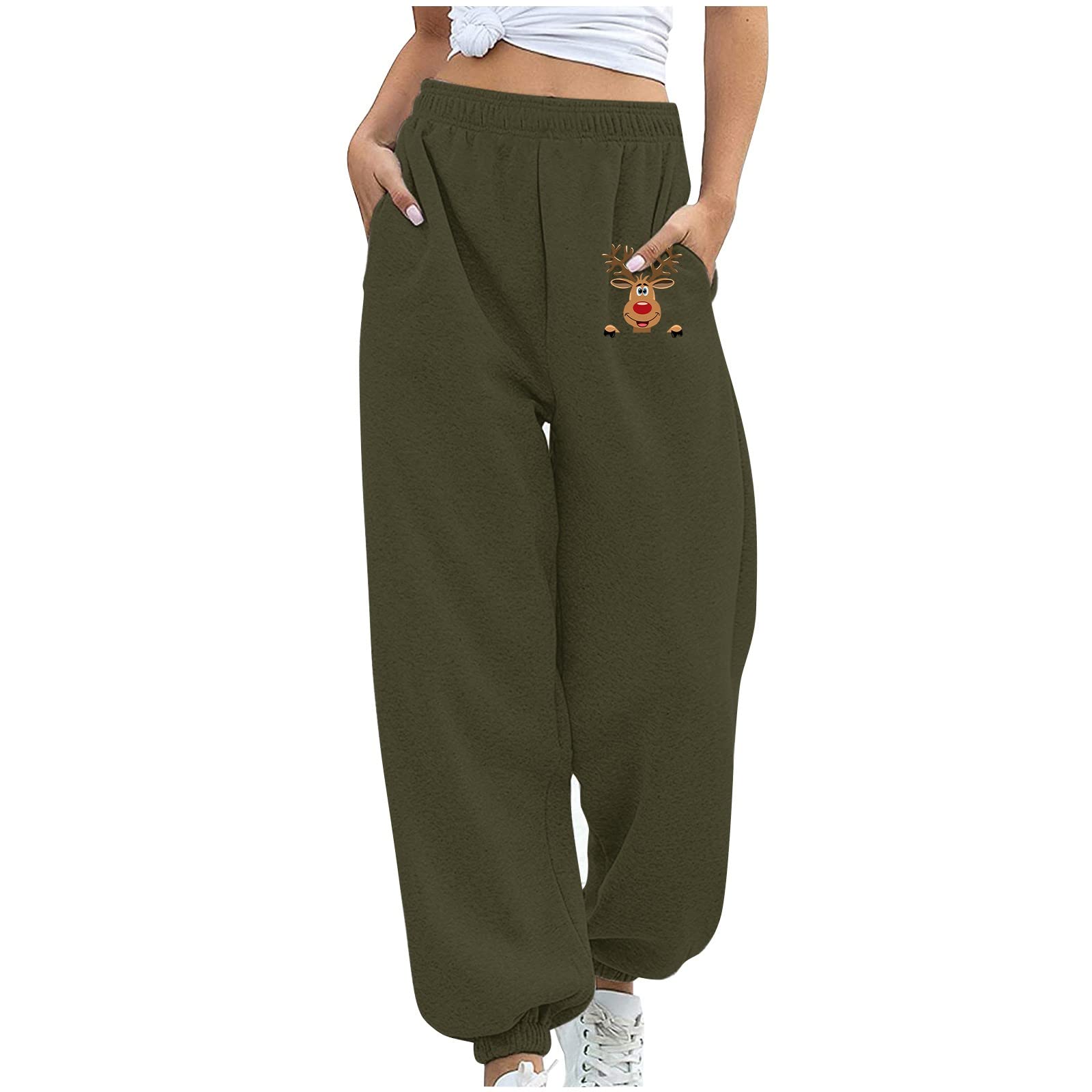 DUOWEI Fashion Pants Women's Bottom Sweatpants Joggers Pants Workout High Waisted Yoga Pants with Drawstring Sweatpants
