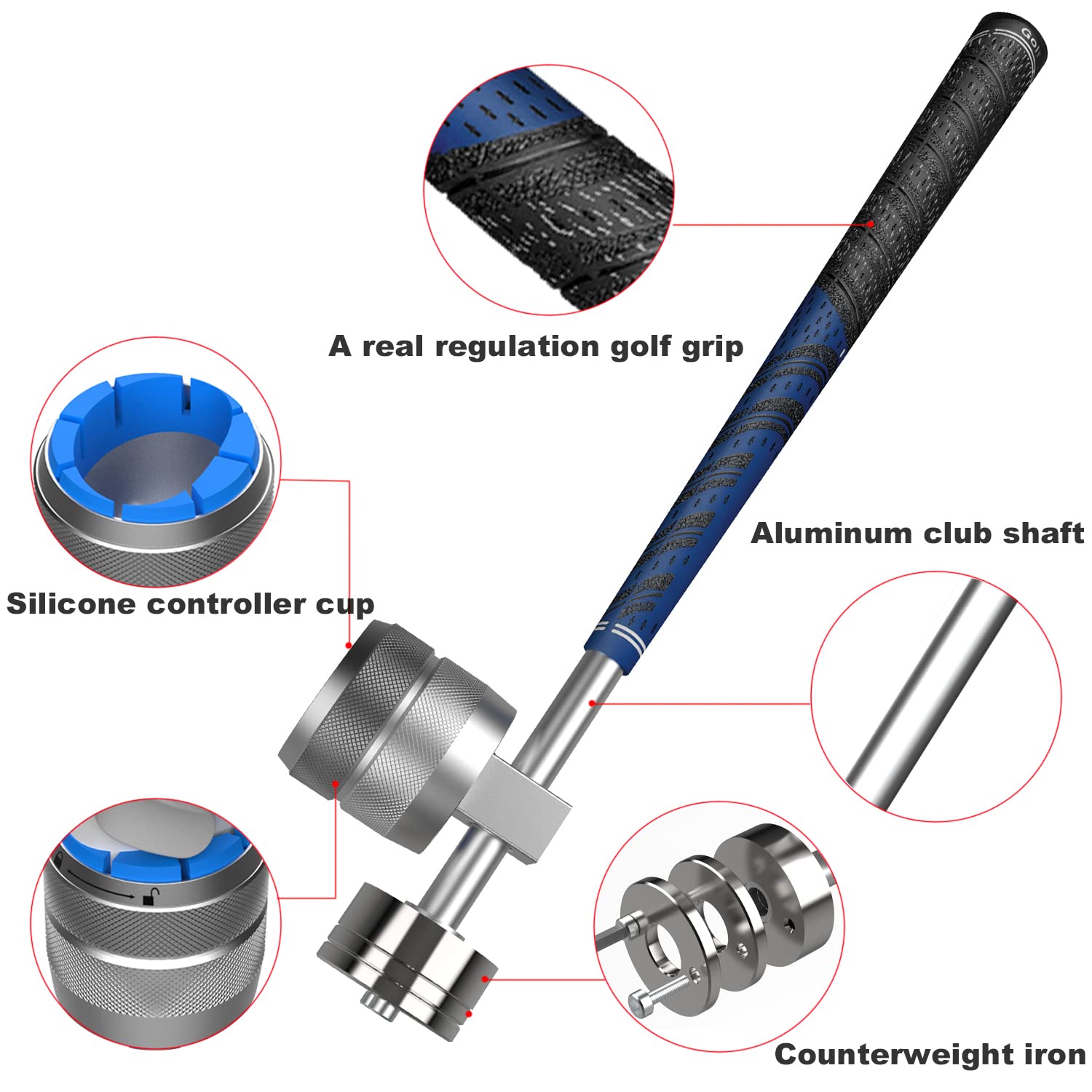 Golf Club Attachment for Meta Quest Pro 2022 Version - 90 Degree Aluminum Golf Club Adapter Compatible with Oculus Quest 2 and 3, Realistic Grip VR Handle Accessory with Adjustable Weighted (Right)