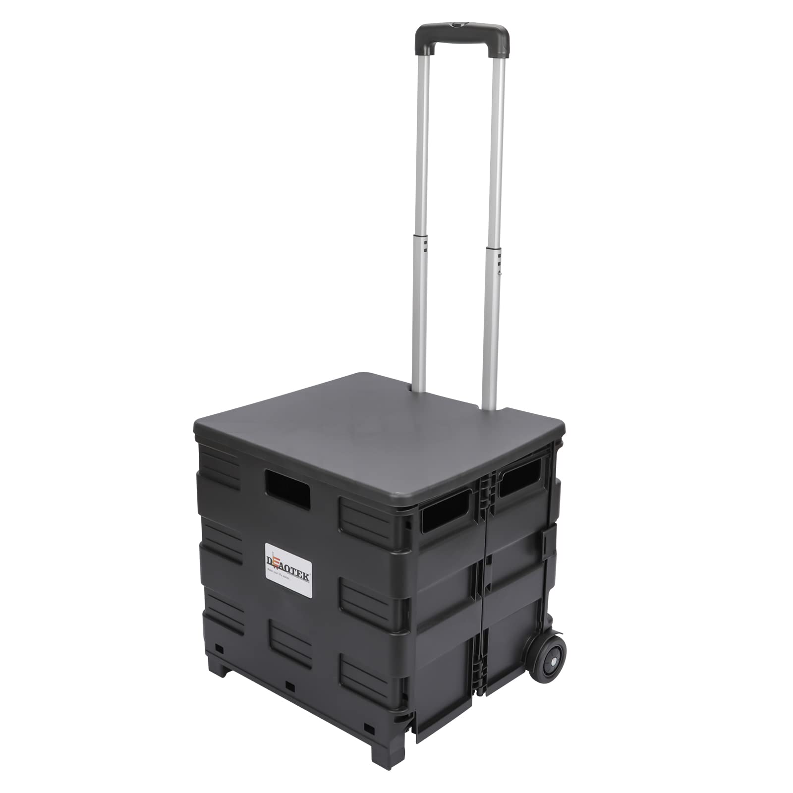 DEAOTEK Wheels Rolling Crate - Collapsible Rolling Cart Folding Teacher Rolling Bag Box for Store and Transport Your Tools Files Books School Supplies, Holds 75 lbs