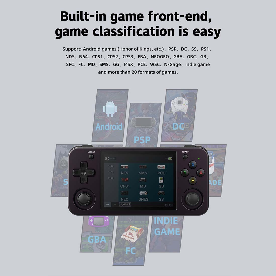 FUNDE RG353M Handheld Game Console Retro Arcade with Built-in 15000 Games, 3.5 Inch IPS Screen Compatible with Linux/Android11 Portable Video Game Console, 16G+64G, 3200mAh