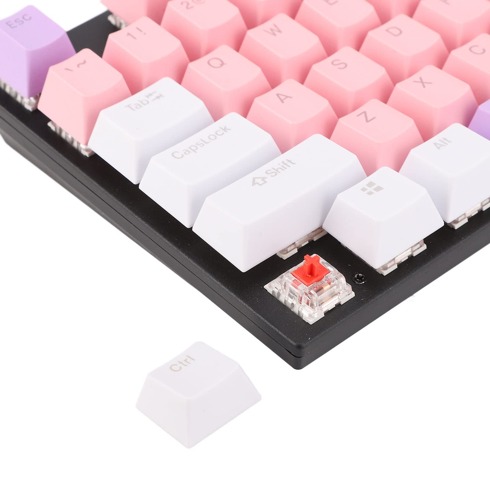 GOWENIC Mechanical Keyboard, 87 Keys Compact Full Key Mechanical Gaming Keyboard with RGB Backlit, Red Switch, Waterproof, for PC Laptop, for Windows (Pink)