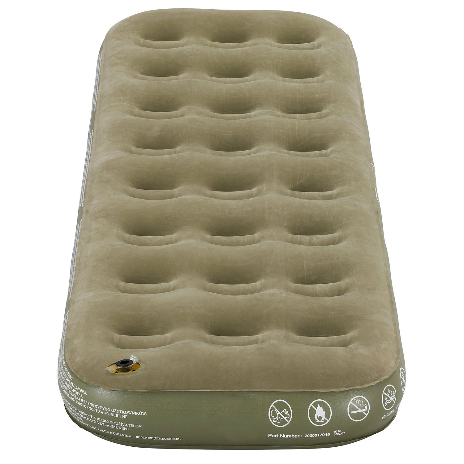 Coleman Comfort Single Compact Flocked Surface Inflatable Camp Air Bed - Green, 189 x 65 x 17 cm