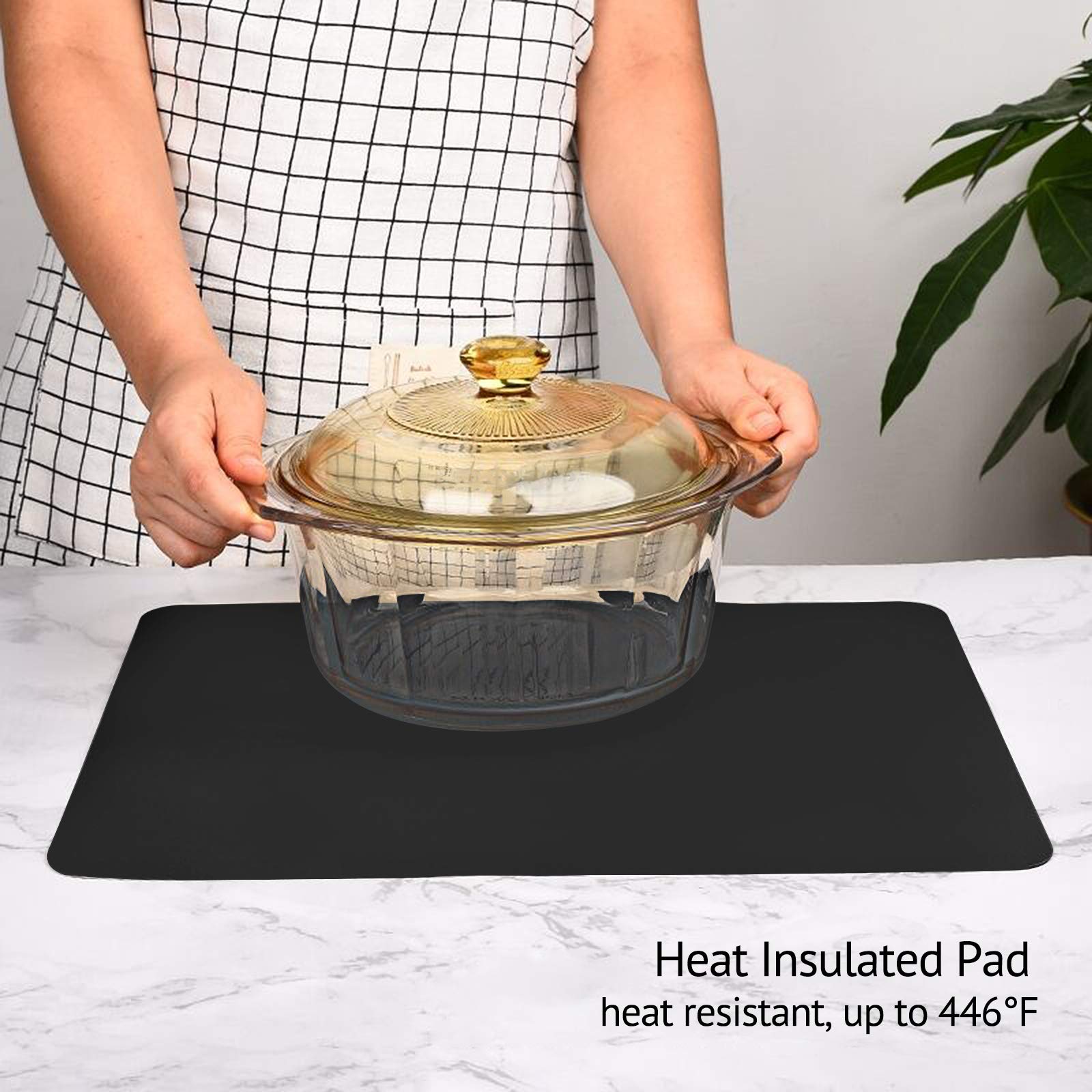Gartful Silicone Mats for Kitchen Counter, Thicker 0.06", 25 x 17 inches Multipurpose Table Mat, Silicone Pad Desk Work Mat, Nonstick Nonskid Heat-Resistant Pad, Placemat, Black