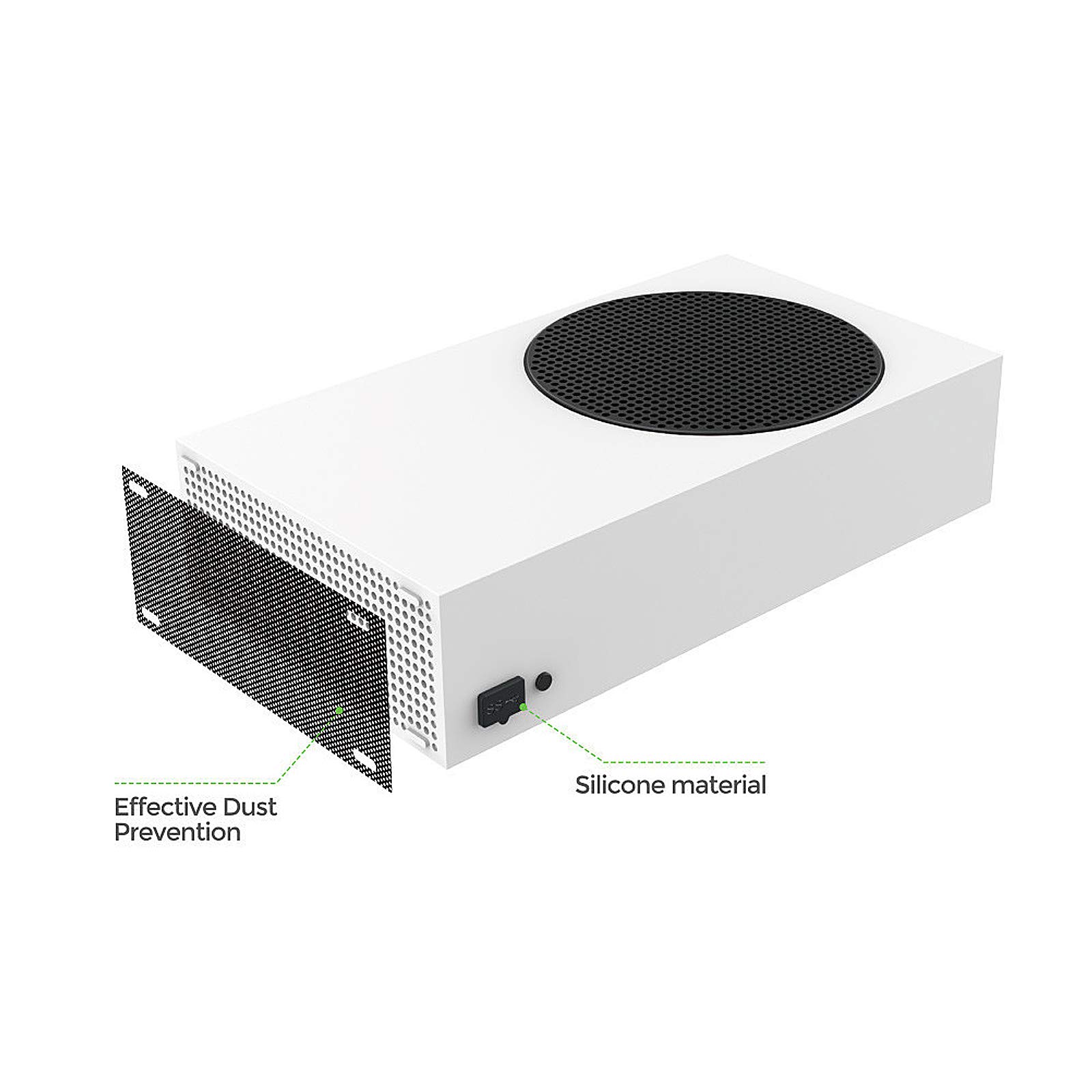 ECHZOVE Dust Plugs Compatible with Xbox Series S, Dust Filter Kit Compatible with Xbox Series S, Include 7 Silicone Series S Dust Protector and 4 PVC Series S Mesh Filter Covers