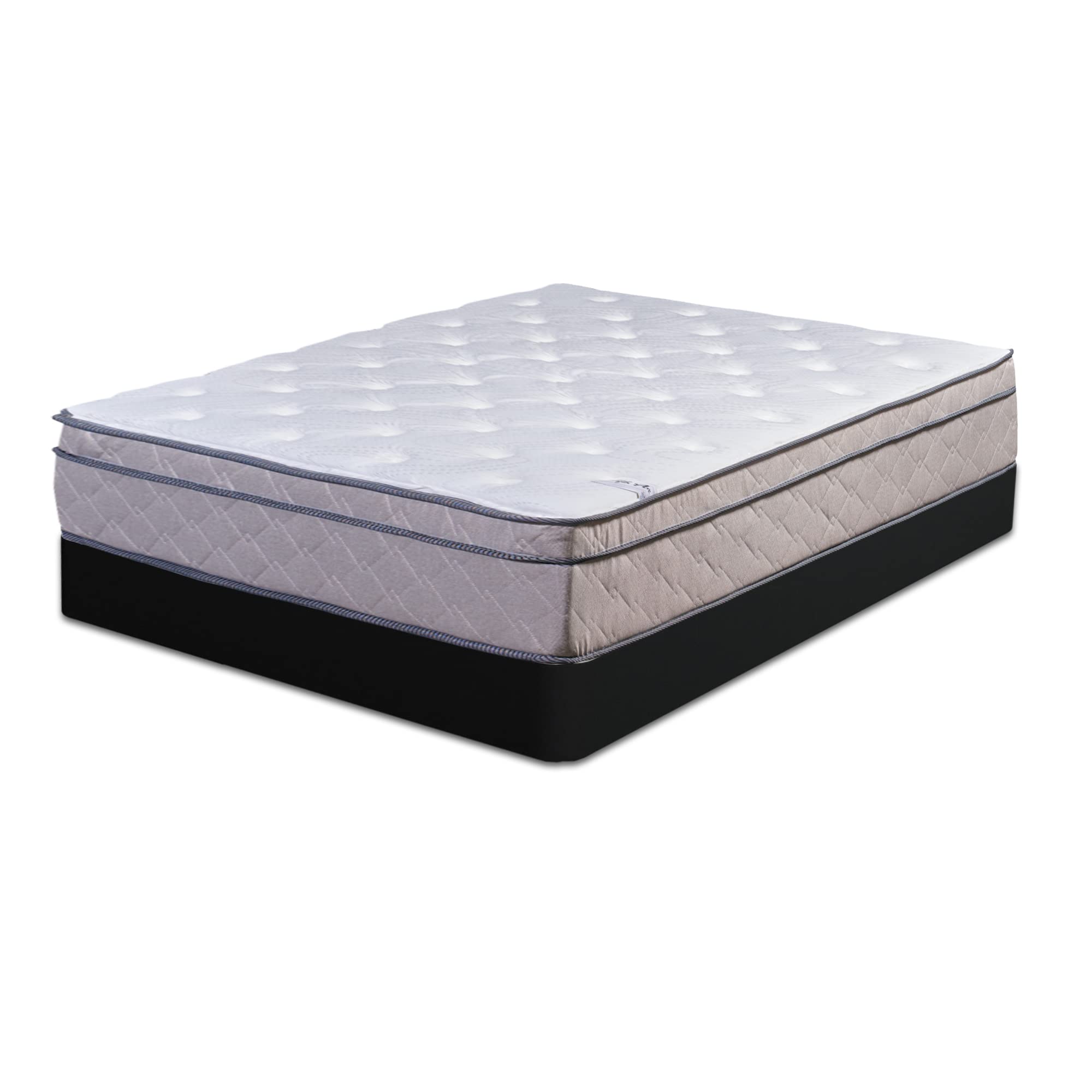 Mayton Full 12 Inch Ultra Plush Breathable Hybrid Mattress in a Box with Cooling Extra Soft EuroTop for Back Support & Black 5" Platform Bed Frame, Mink