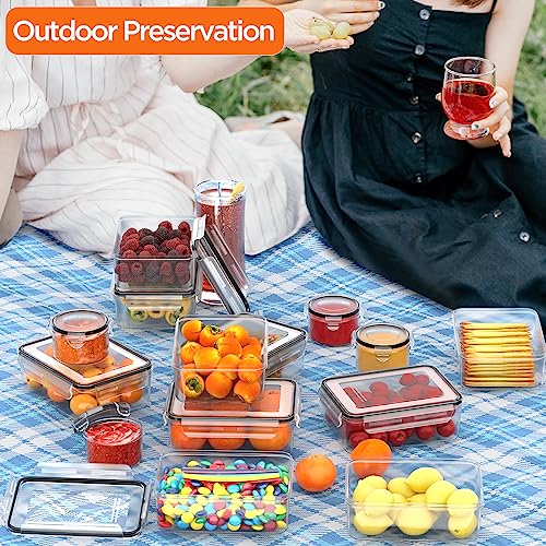 JSCARES Airtight Food Storage Containers - 28 Pcs (14 Lids & 14 Containers) BPA-Free Microwave Dishwasher/Freezer Safe Plastic Food Containers Set for Kitchen Organization for Meal Prep & leftover