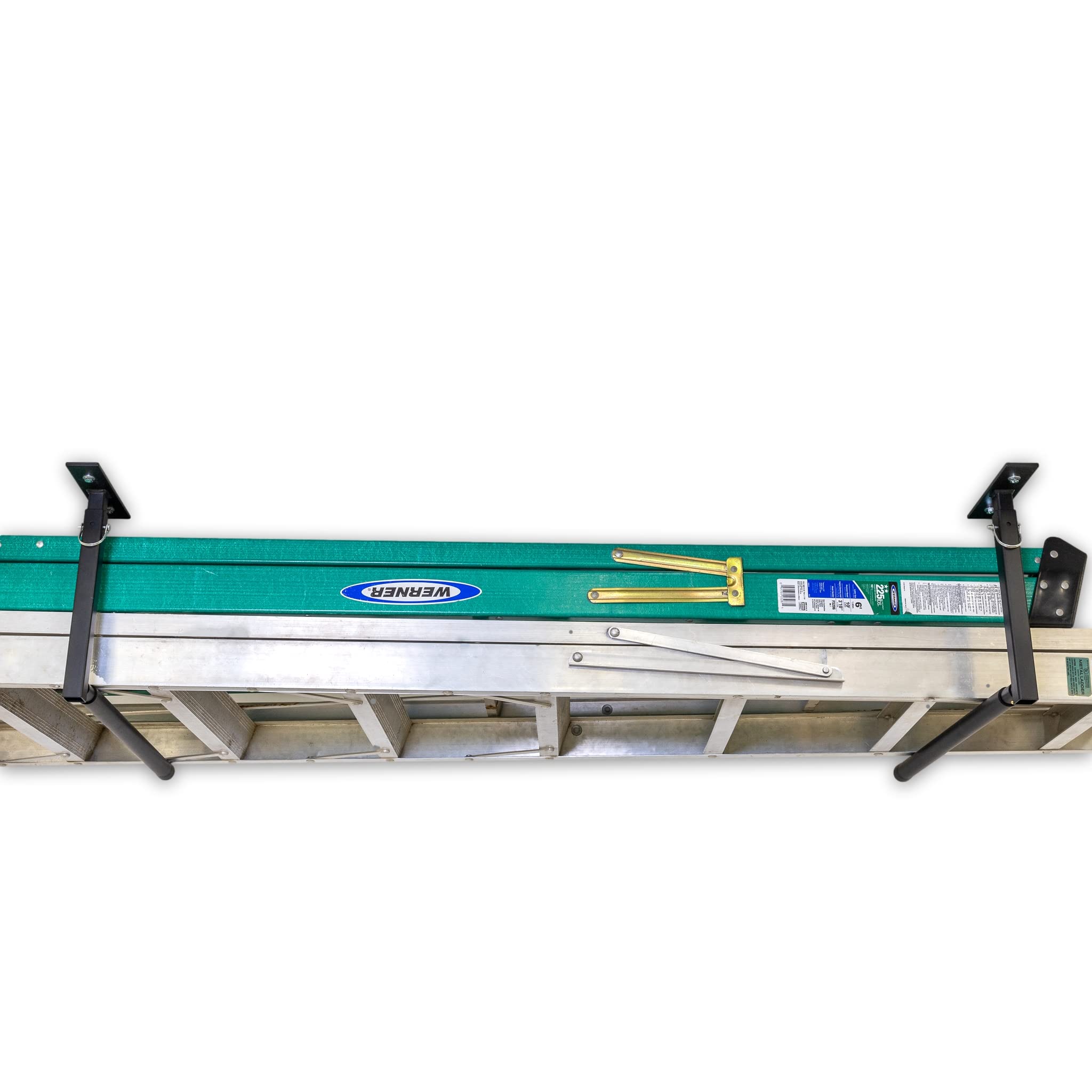 StoreYourBoard Adjustable Ladder Ceiling Rack, Garage Storage Mount, Folding Ladders, Extension Ladders, Overhead Hanger