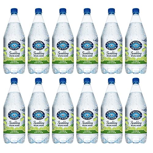 Crystal Geyser Natural Flavored Sparkling Spring Water, Lime,(Pack of 12), Large 42 oz Bottles, No Artificial Ingredients or Sweeteners, Carbonated, Non GMO