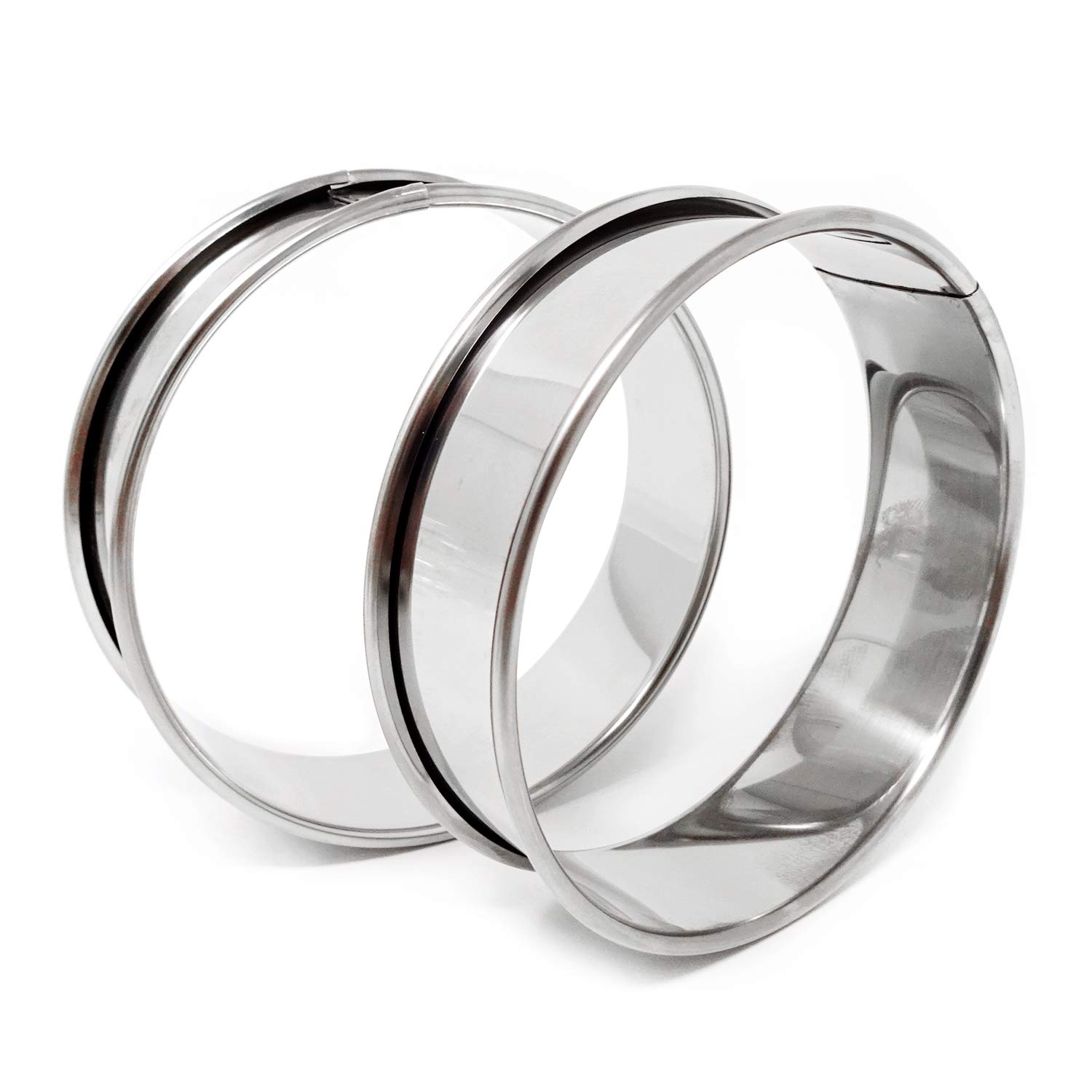 Honbay 4PCS Stainless Steel Muffin Rings Double Rolled Tart Rings Mousse Rings Mini Cake Mold Crumpet Baking Ring Mold For Kitchen Bakery (80mm/3.15")