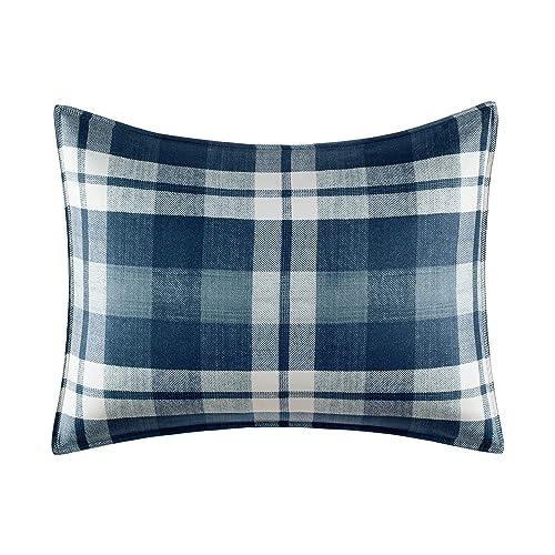 Nautica Home Ultra Soft & Cozy Microsuede Reversible Plaid Quilted Comforter Matching Shams, 3-Piece Bedding Set, Queen, Navy/Blue/White