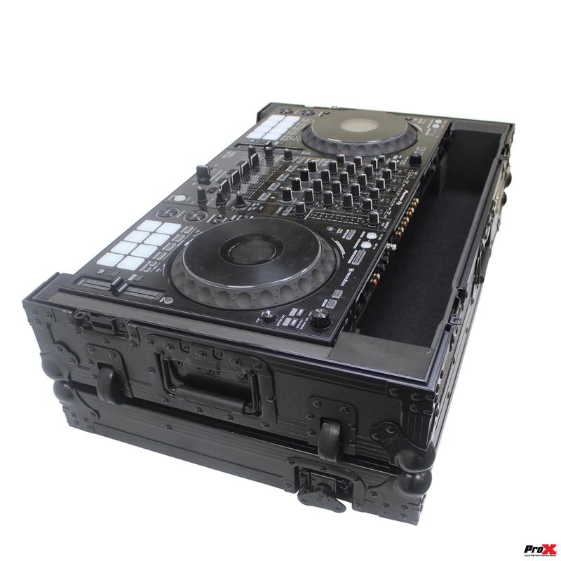 ProX Flight Case for Pioneer DDJ-1000 & DDJ-1000 SRT Digital Controller with Durable Rubber Wheels - Black on Black Design - XS-DDJ1000-WBL