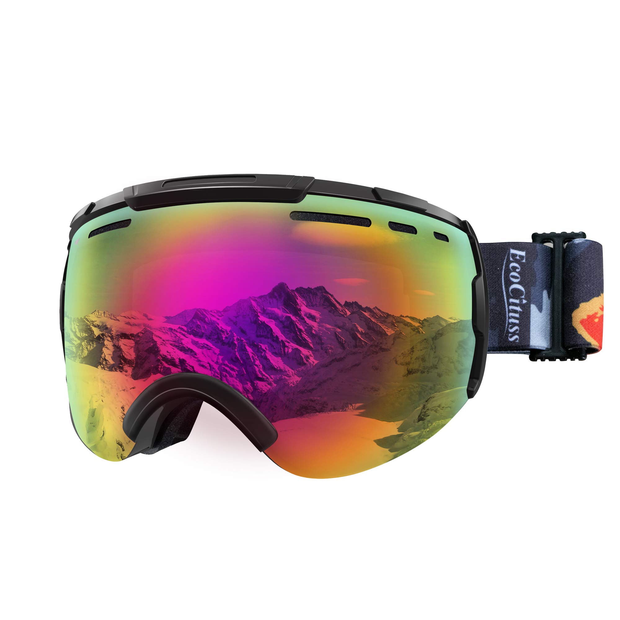 ECOCITUSS OTG Ski Goggles - Over Glasses Ski/Snowboard Goggles for Men, Women & Youth - 100% UV Protection
