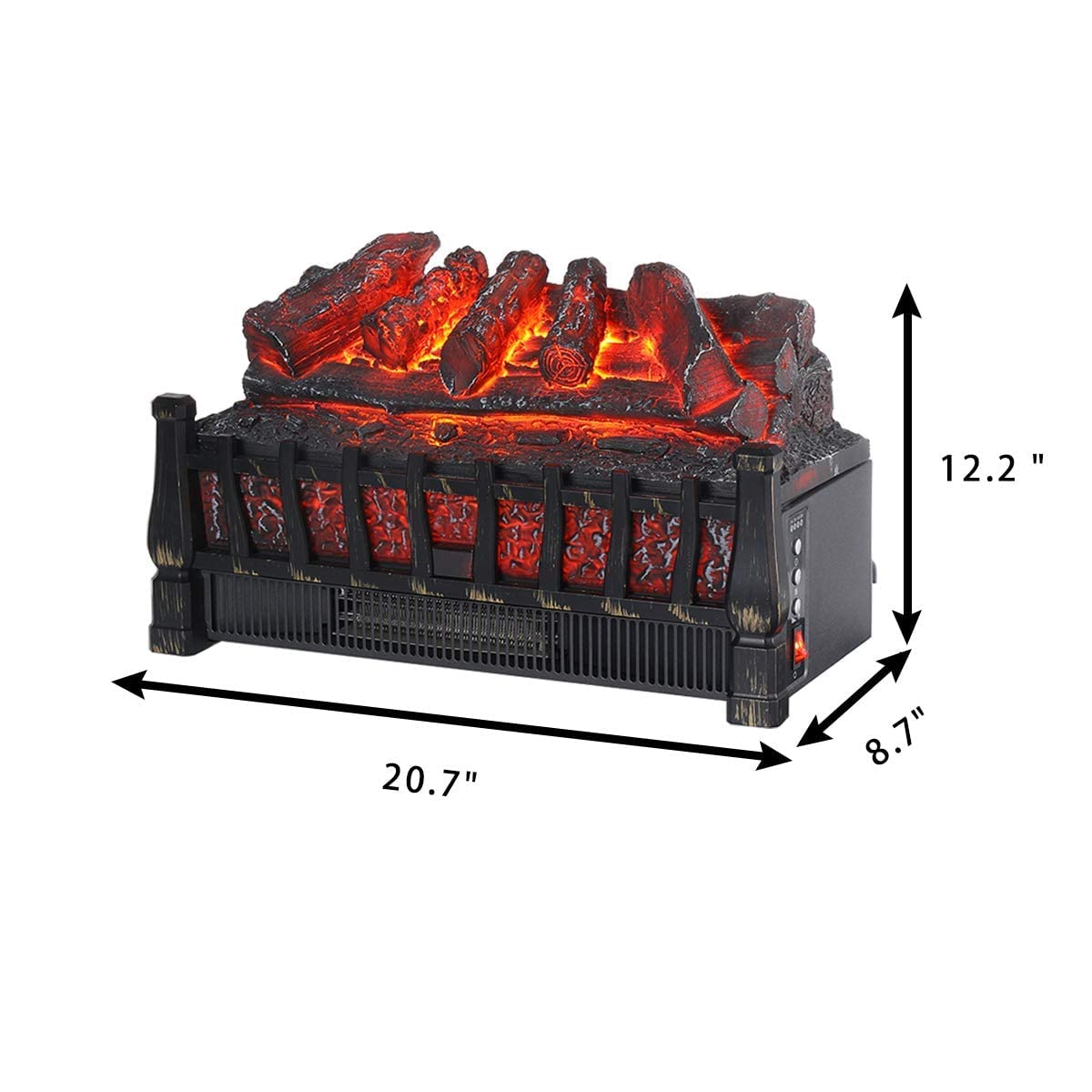 Electric Fireplace Logs 21in Inserted Heater with Remote Realistic Dancing Flame Effect Adjustable Brightness Overheating Protection Christmas Home Decoration 11