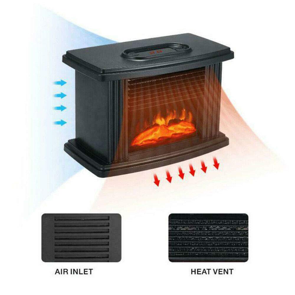 Electric Fireplace, 1000w Portable Electric Fireplace Stove Heater Freestanding 3D Flame Log Burner Warmer with 3 Speed Adjustable for Indoor Use