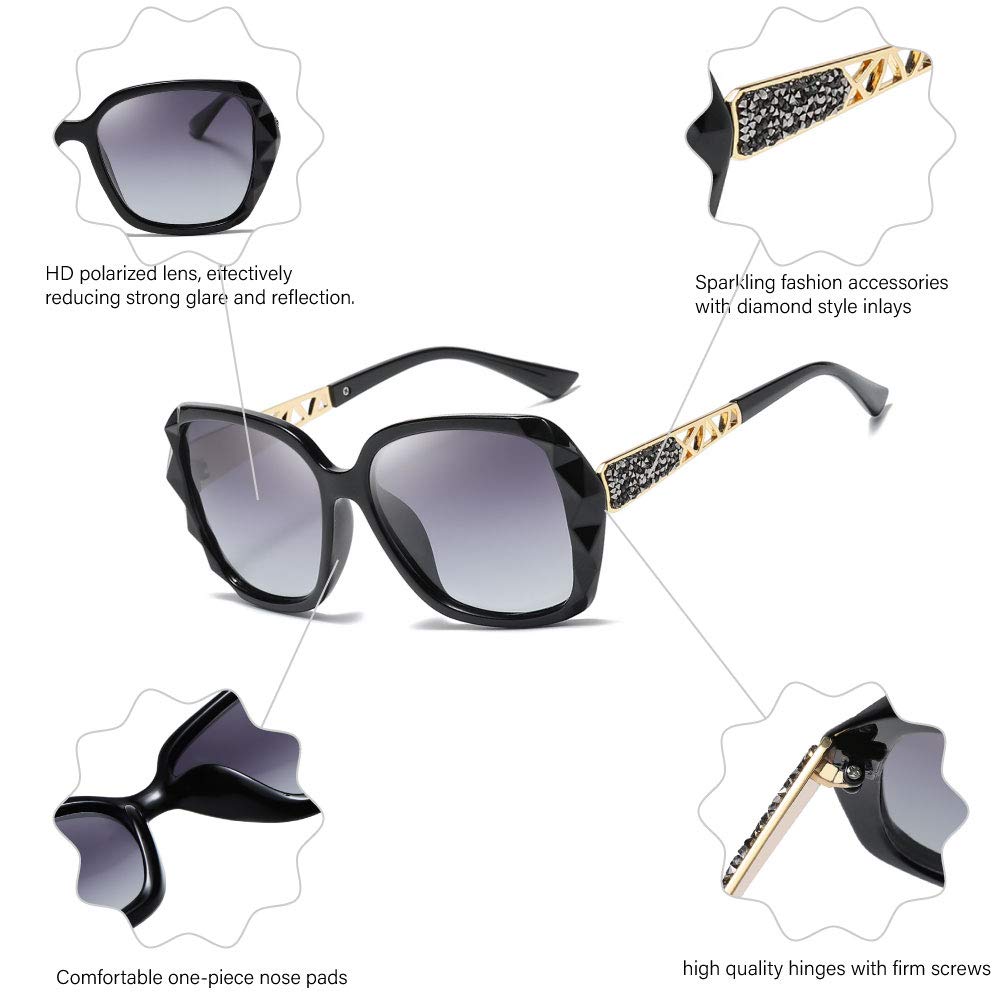 Dollger Oversized Polarized Sunglasses for Women Trendy Classic Ladies Sun Glasses UV400 Protection