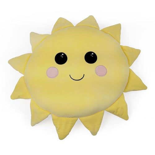 KINREX Yellow Sun Plush β Cheerful Cuddly Sun Stuffed Toy and Pillow for Kids, Bright Soft Sun Plushie, Perfect for Nursery and Playroom Decor, Measures 22 Inches