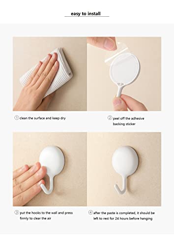 JULAHE Adhesive Wall Hooks for Hanging Towel Coat Hat Key Stylish Pebble Shape Utility Hook for Kitchen Bathroom No Drill Stick on Smooth Surface Ornament Hooks 4 Pack White