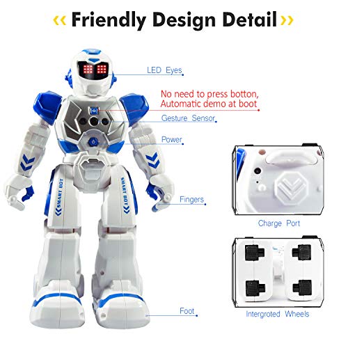 Onadrive Remote Control Robot for Kids Intelligent Programmable Robot with Infrared Controller,Dancing,Singing, Moonwalking and LED Eyes,Gesture Sensing Toys Kit for Childrens Entertainmen (Blue)