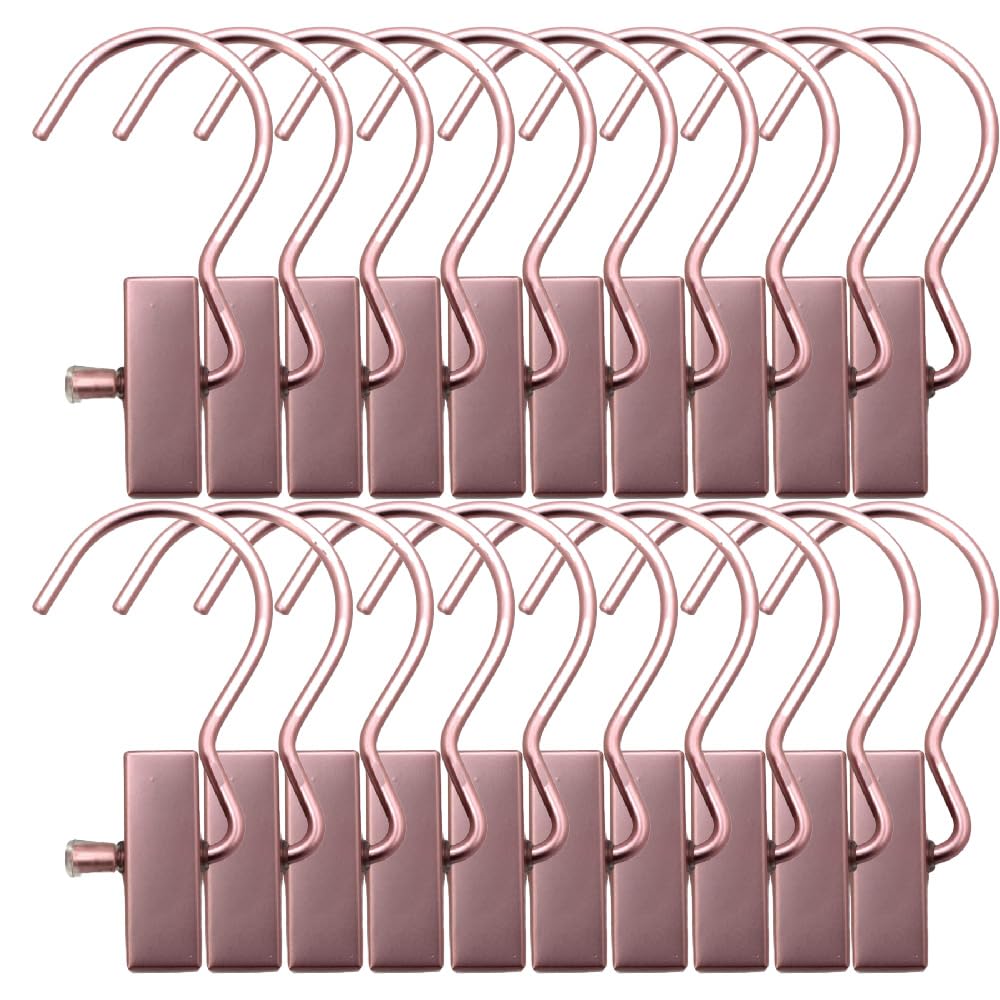 Koobay Laundry Hook Boot Clips Hanger Clothes Hanging Clips, Rose Gold Multi-Functional Socks Towel Clip Clothespins,Lightweight Home Travel Hangers for Closet Hanger Organizer Matte Process (20 Pack)