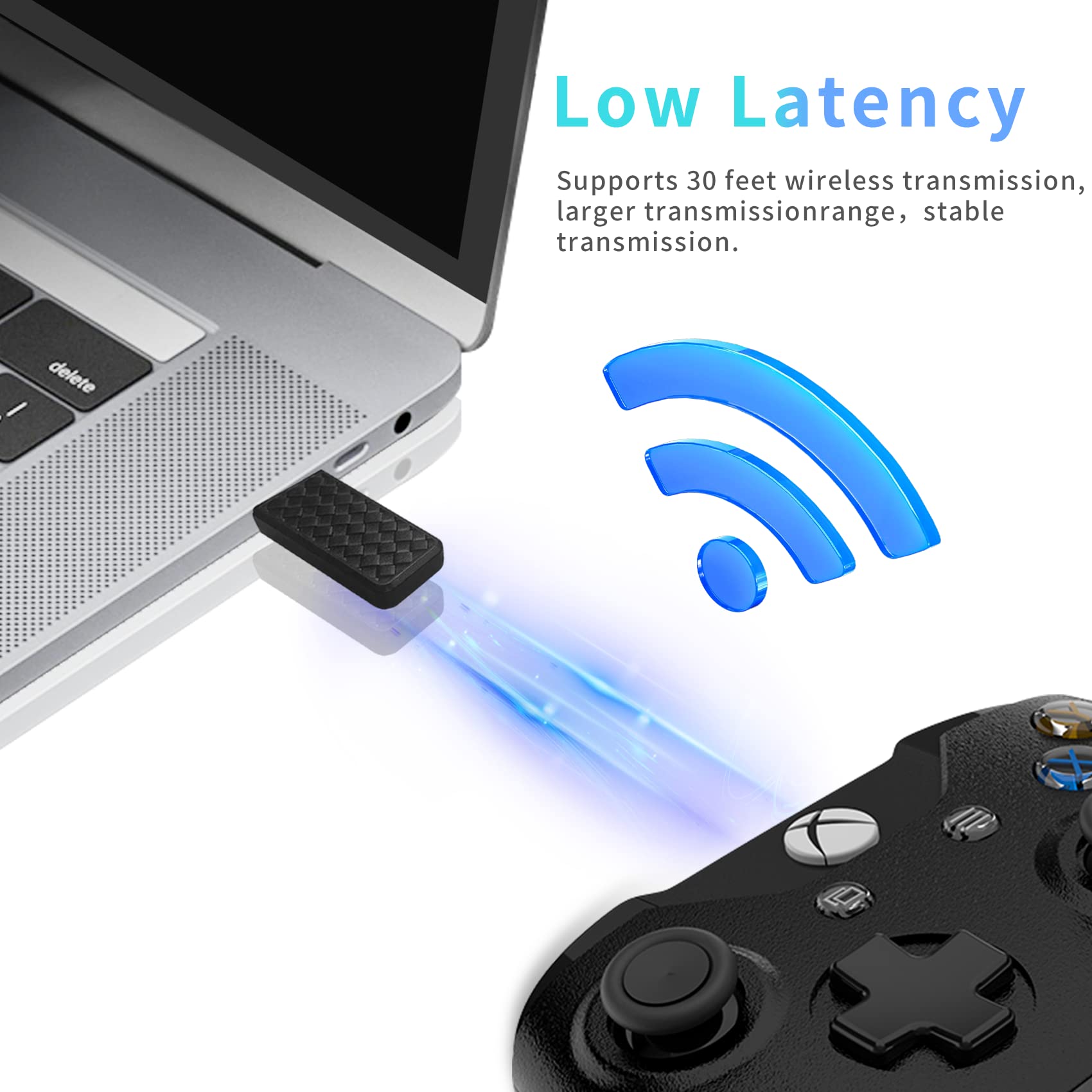 DUXICEPIN Wireless Controller Adapter, Xbox Wireless Adapter for Windows11/10/8/7, PC, Laptops, Tablets, Compatible with Xbox One, One S, One X, Elite 1, Elite 2 Controller