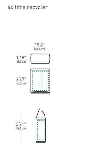 simplehuman 46 Liter / 12.2 Gallon Rectangular Kitchen Dual Compartment Recycling Step Trash Can, Brushed Stainless Steel