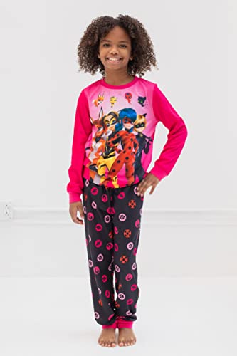 Miraculous Cat Noir Ladybug Rena Rouge Little Girls Pajama Shirt Pants Pink/Black 7-8