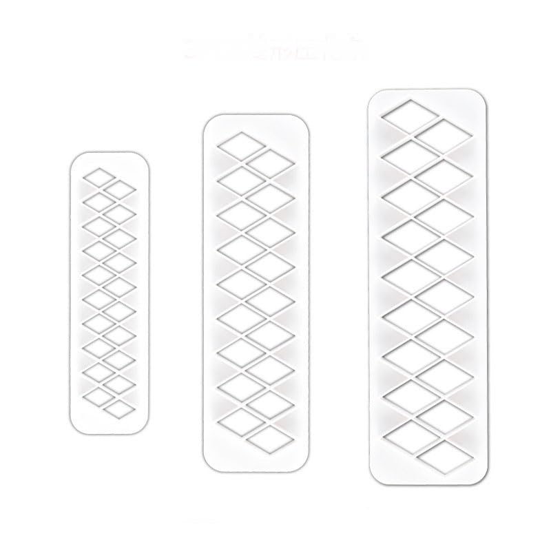HONGYUNoH 12 Pieces Cake Mold Cookie Fondant Cutters, Geometric Biscuit Cutters Embossing Square and Hexagon Fish Scale for Birthday Cupcake Decorating, White (kg11)