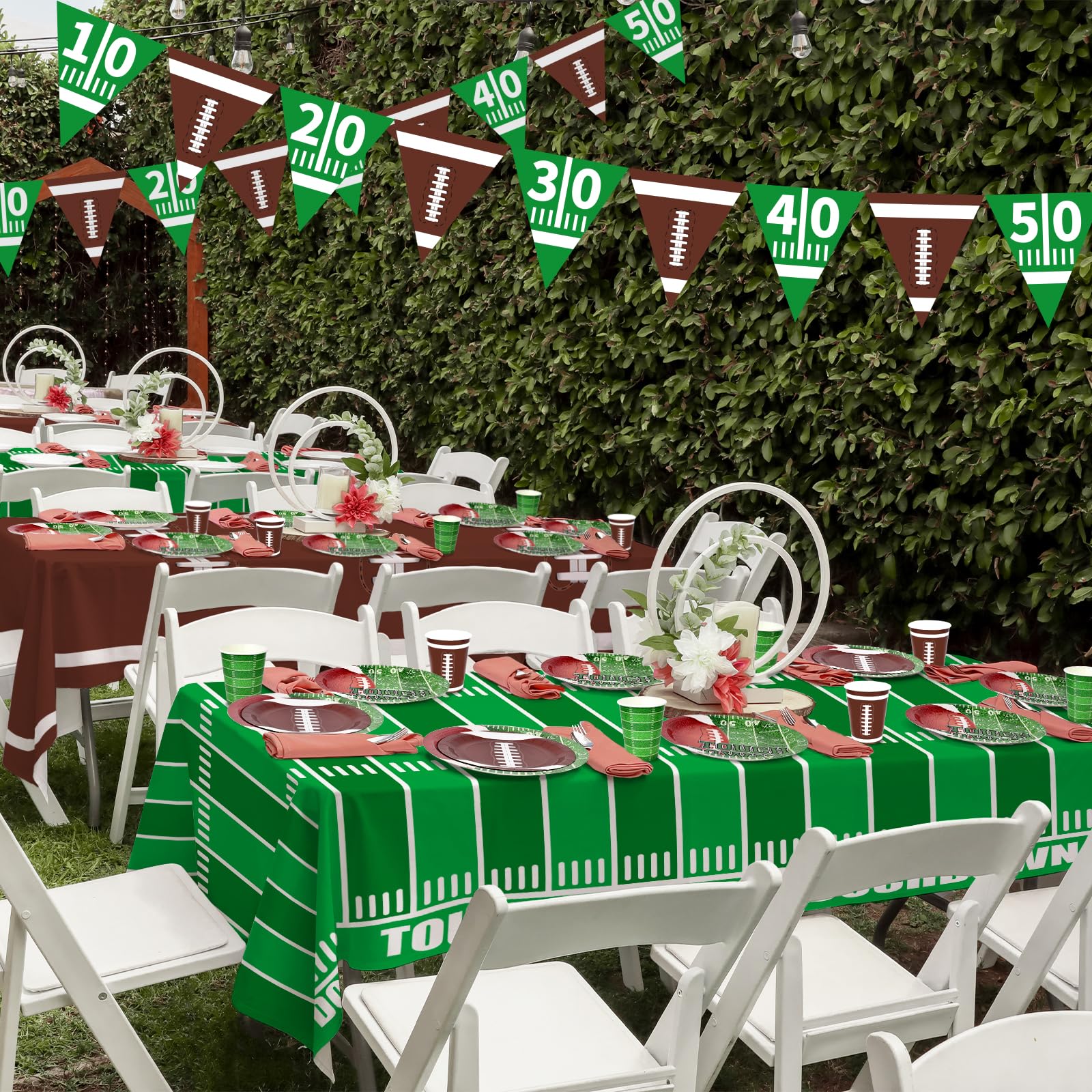 Football Party Decorations Disposable Tablecloth Plastic Touchdown Table Cover for Birthday Party Football Party Games Decoration 54 X 108Inch,2 Pack