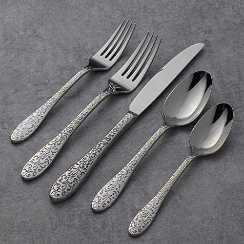 Oneida Ivy Flourish 20 Piece Fine Flatware Set, Service for 4, 18/10 Stainless Steel, Silverware Set