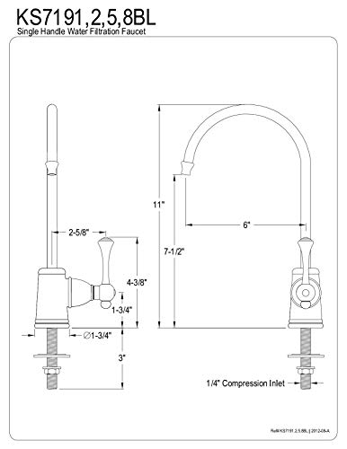 Kingston Brass Gourmetier KS7195BL Vintage Single Handle Water Filtration Faucet, Oil Rubbed Bronze