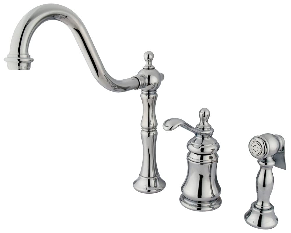 Kingston Brass KS7801TPLBS Templeton Widespread Kitchen Faucet with Brass Sprayer, Polished Chrome